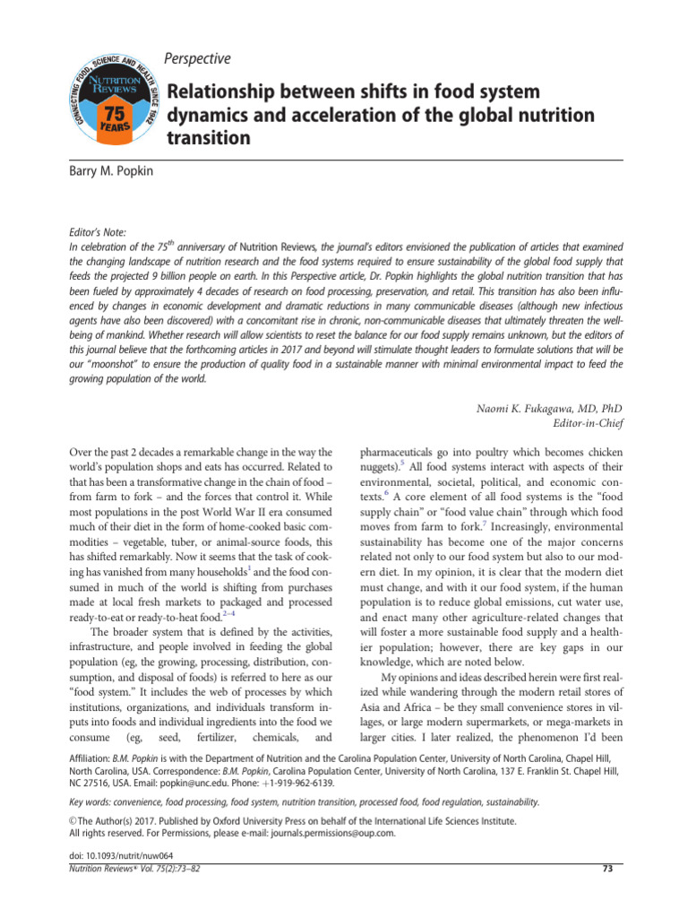 Food System Dynamics and Nutrition Transition | PDF | Body Mass Index ...