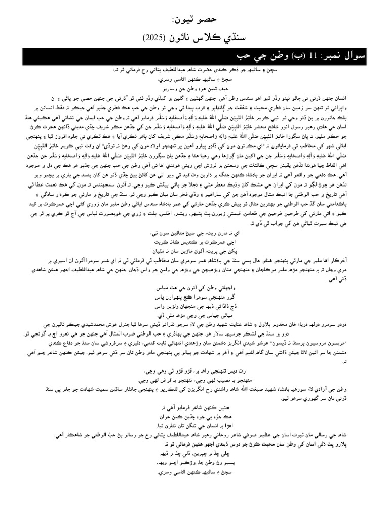 Sindhi Section C - 2025 | PDF