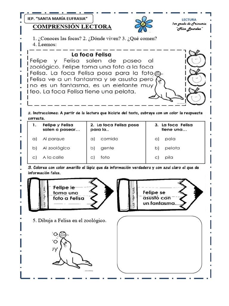 Comprensión Lectora: La Foca Felisa | PDF
