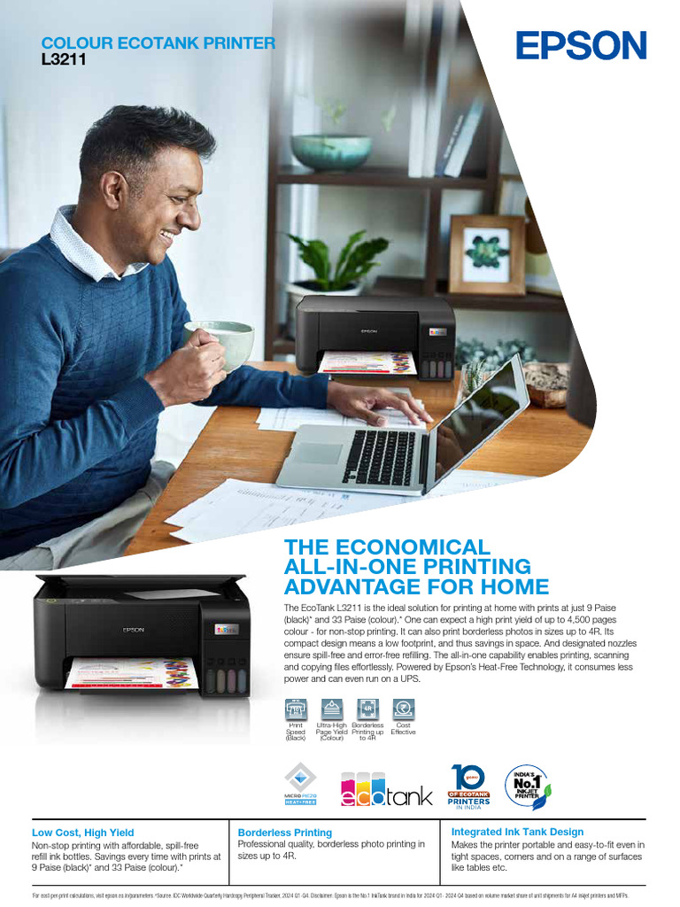 Epson L3211 Brochure Revised February 2025 PDF | PDF | Image Scanner | Printer (Computing)