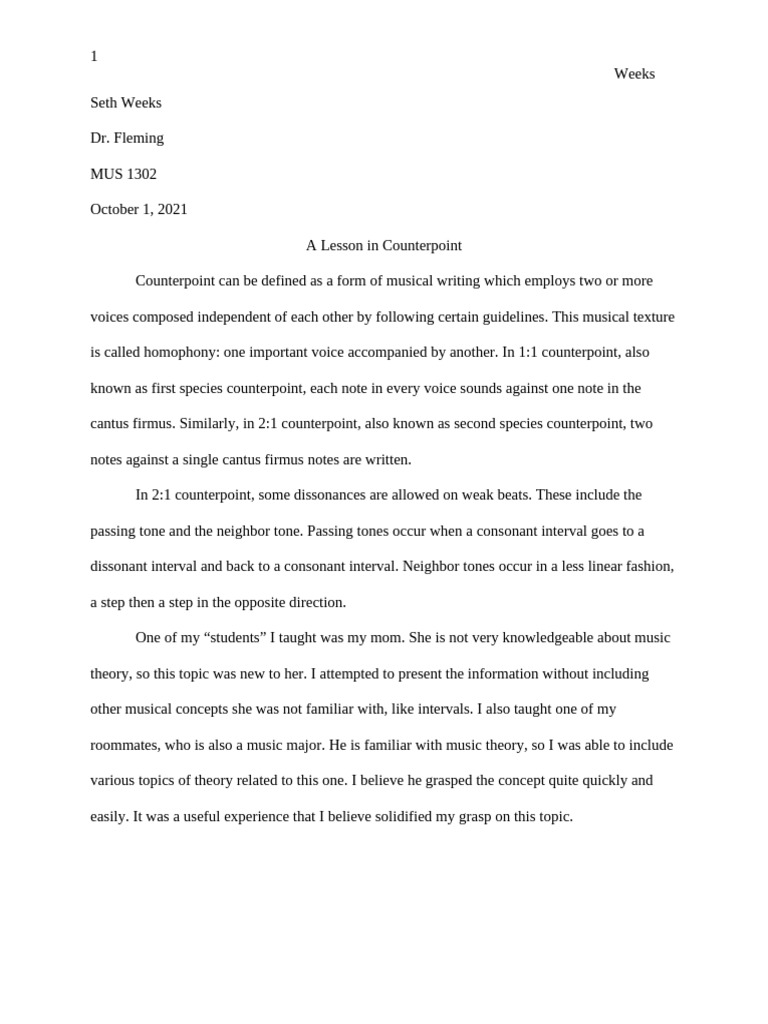 Counterpoint Lesson | PDF