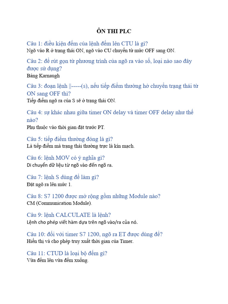 Ôn Thi PLC | PDF