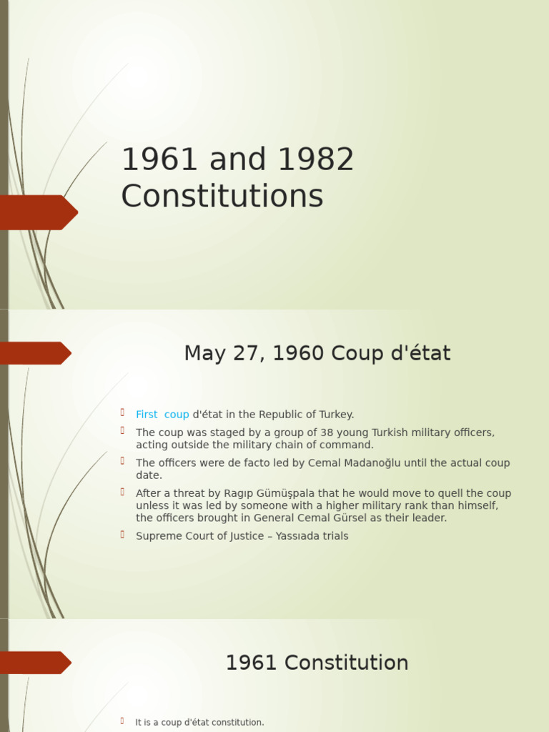 Turkey's 1961 and 1982 Constitutions Overview | PDF | Governance ...