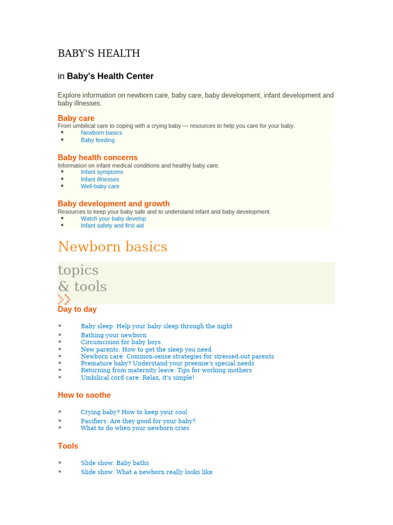 Essential Baby Health & Care Guide | PDF | Circumcision | Infants
