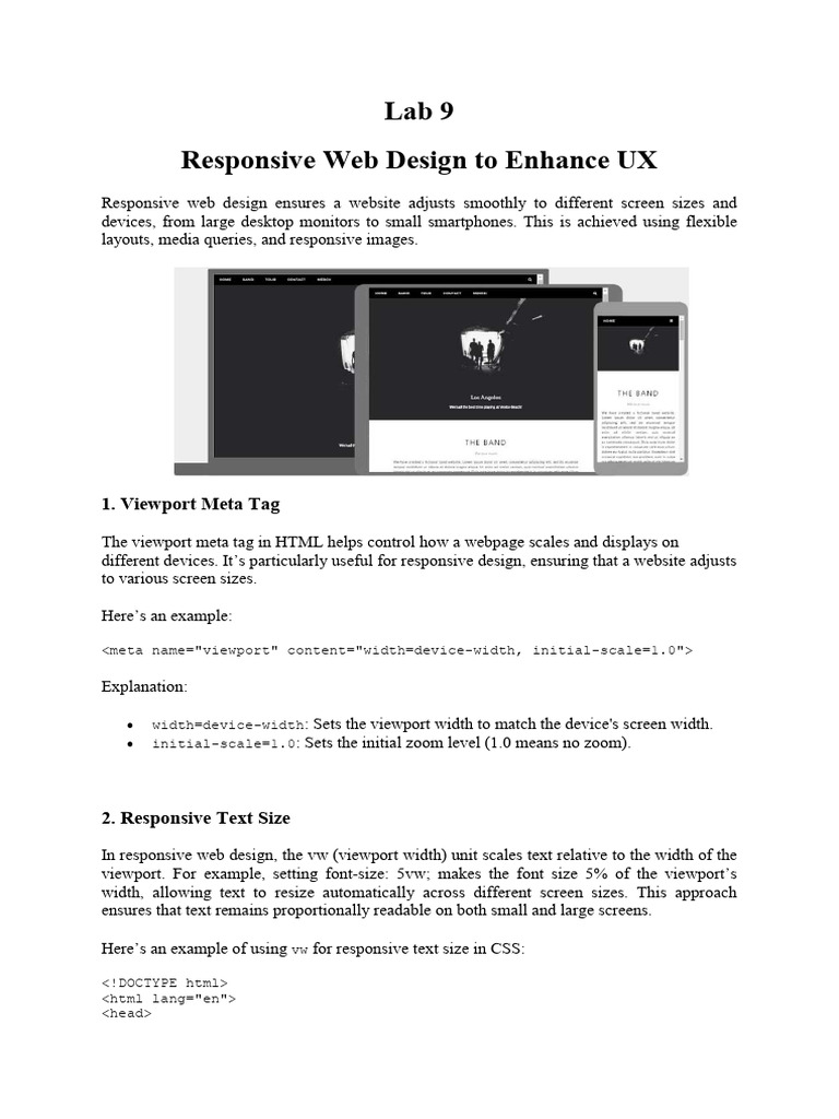 Lab 9 Responsive Website | PDF | Responsive Web Design | Page Layout