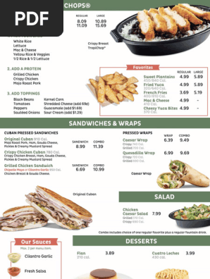 Pollo Tropical Lunch Menu November/December 2008 Land Of Plenty Panama