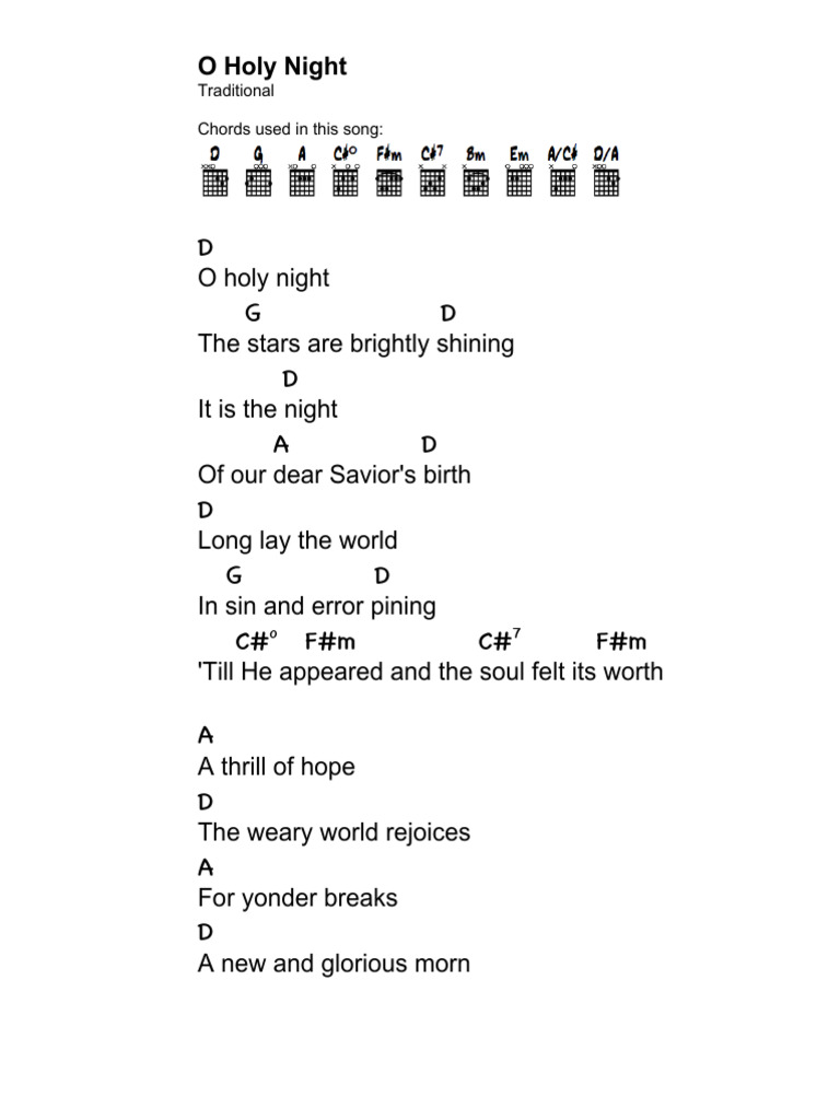 O Holy Night Chords and Lyrics | PDF