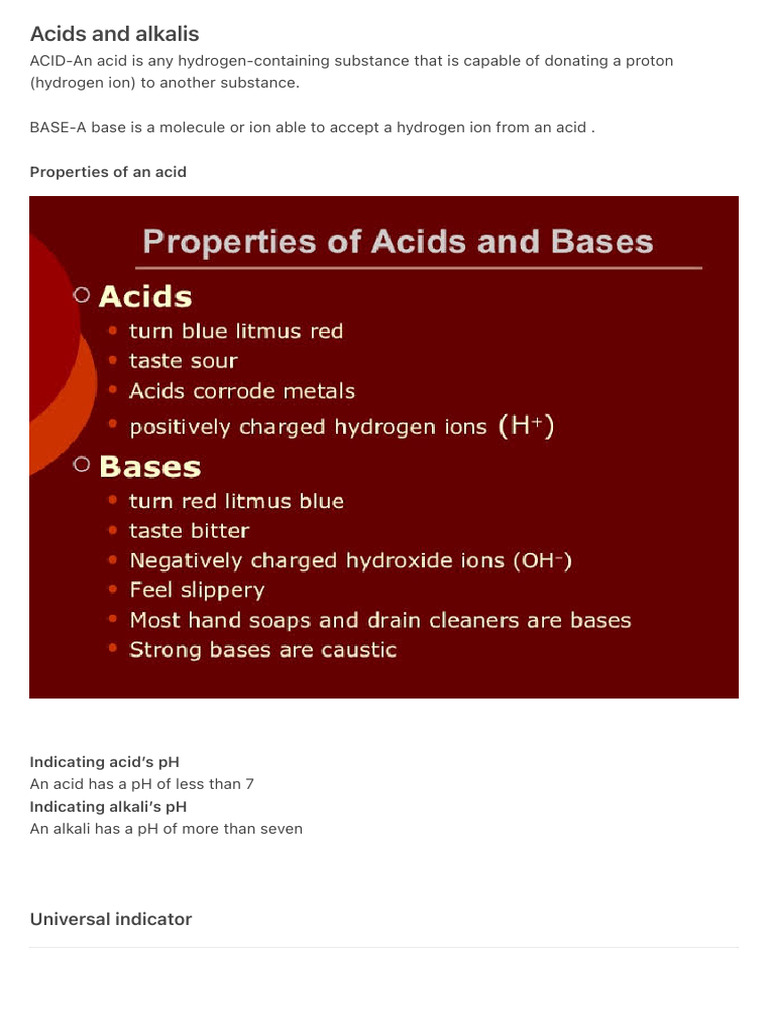 Acids and Alkalis | PDF