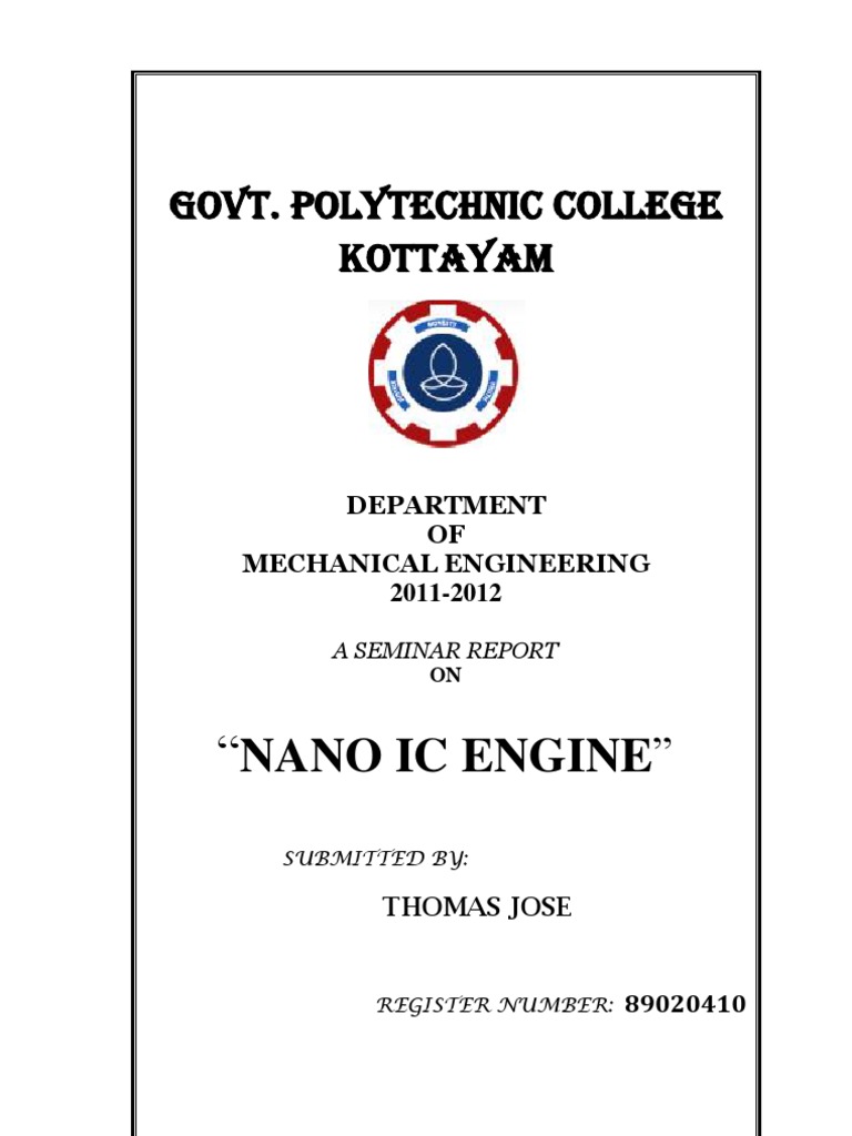 Nano Ic Engine": Govt. Polytechnic College Kottayam | PDF ...