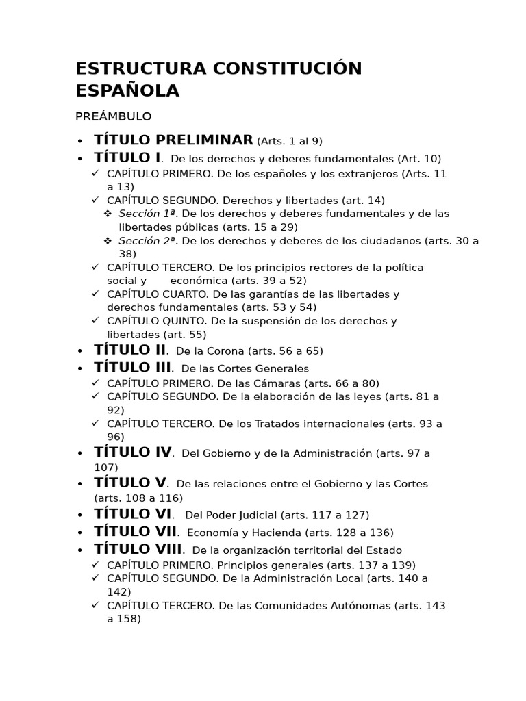 Estructura Constitución Española | PDF