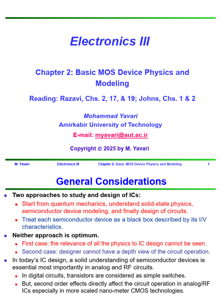 Chapter 2 Basic MOS Device Physics and Modeling | PDF | Mosfet | Field ...