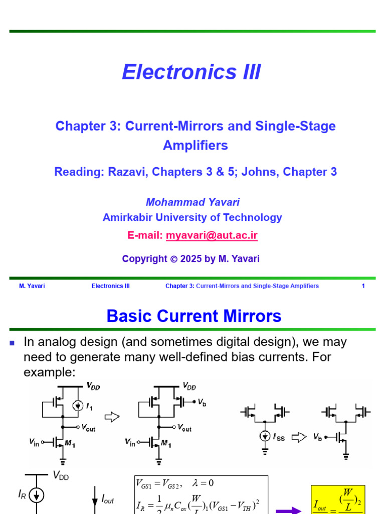 Chapter 3 Current Mirrors and Single-Stage Amplifiers | PDF | Amplifier ...