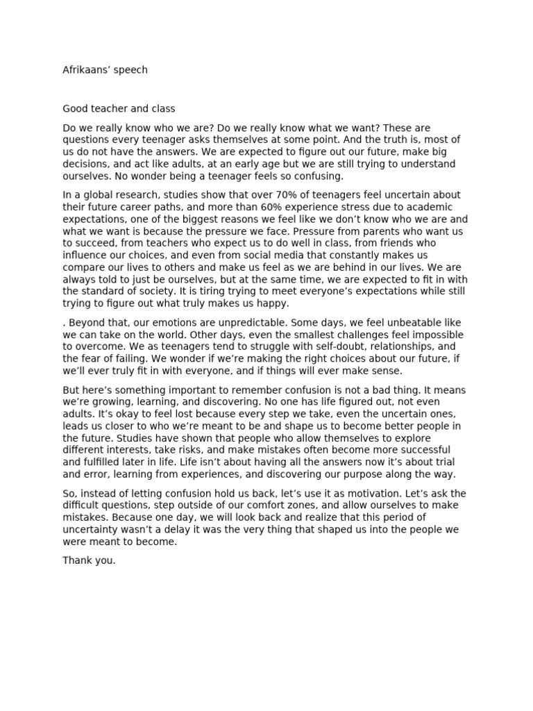 Afrikaans Speech | PDF