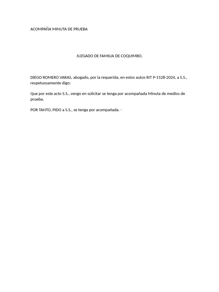 ACOMPAÑA MINUTA DE PRUEBA | PDF