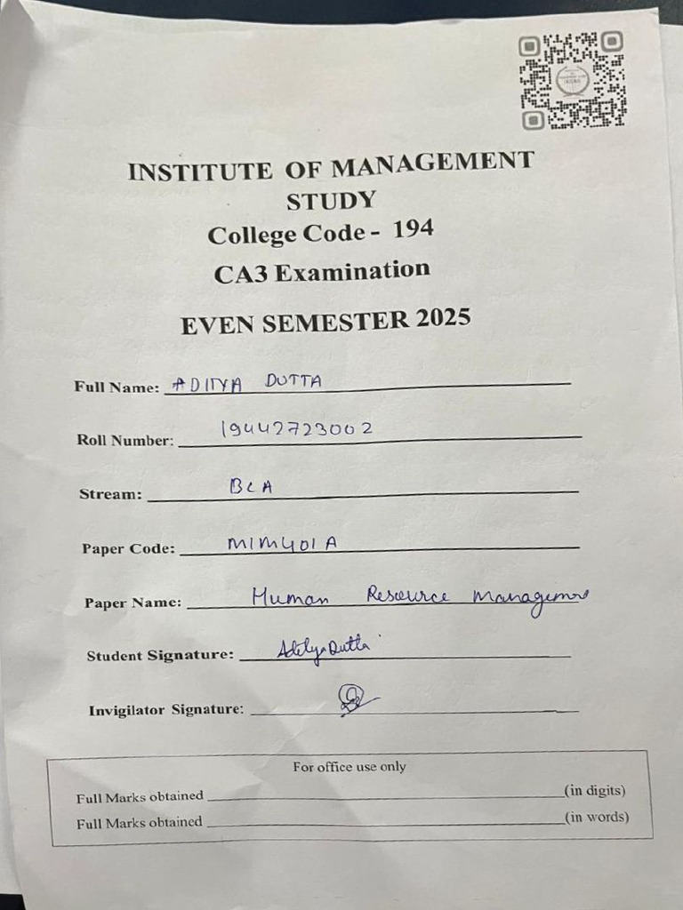 Aditya Dutta Mim401 | PDF