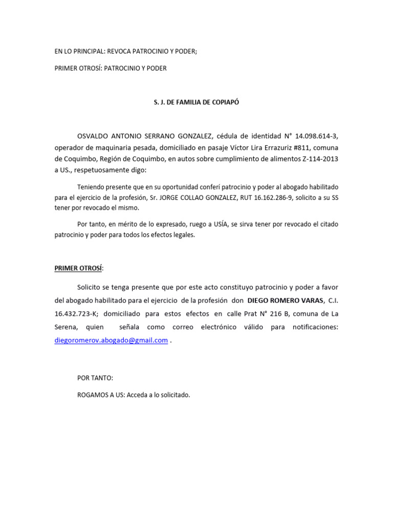 Revoca Patrocinio y Poder | PDF