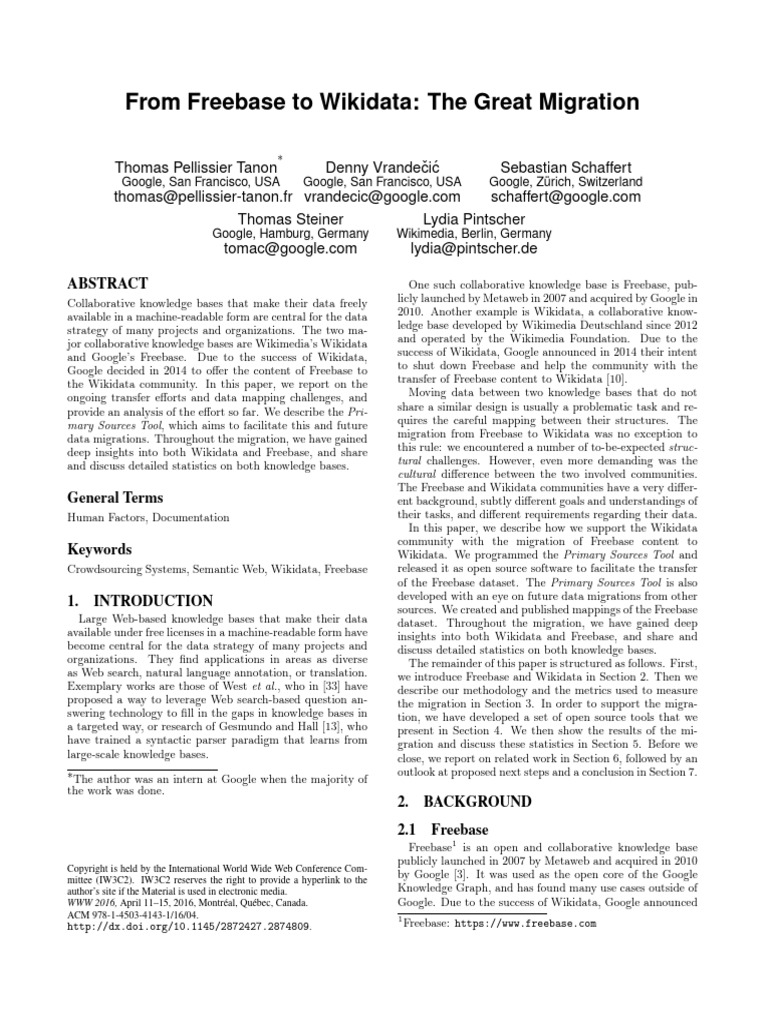 From Freebase To Wikidata 44818 | PDF | Creative Commons License | Information Retrieval