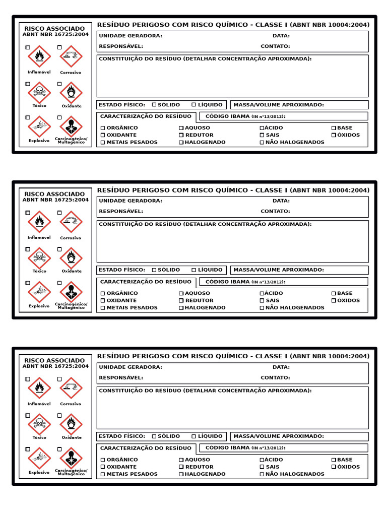 RESÍDUO PERIGOSO COM RISCO QUÍMICO CLASSE I | PDF | Química | Sal (Química)