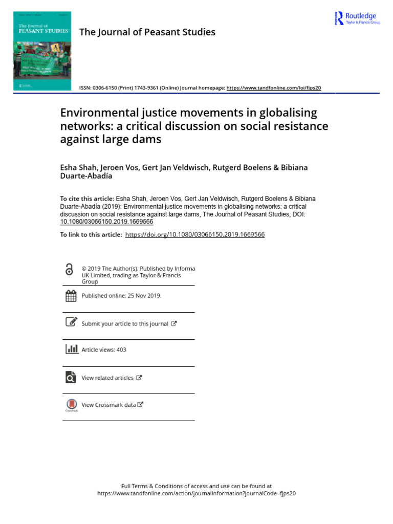 Shah Et Al 2019 Environmental Justice Movements in Globalizing Ne ...