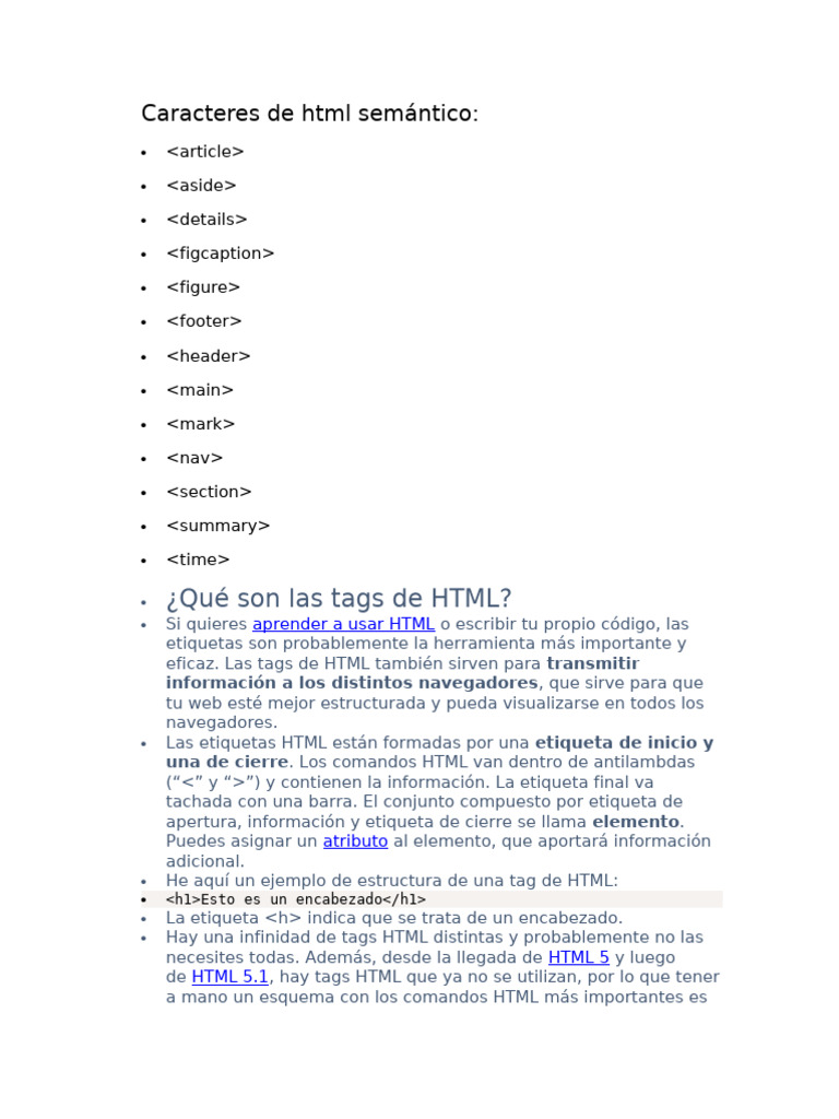 Guía de Etiquetas HTML Esenciales | PDF | HTML | Red mundial