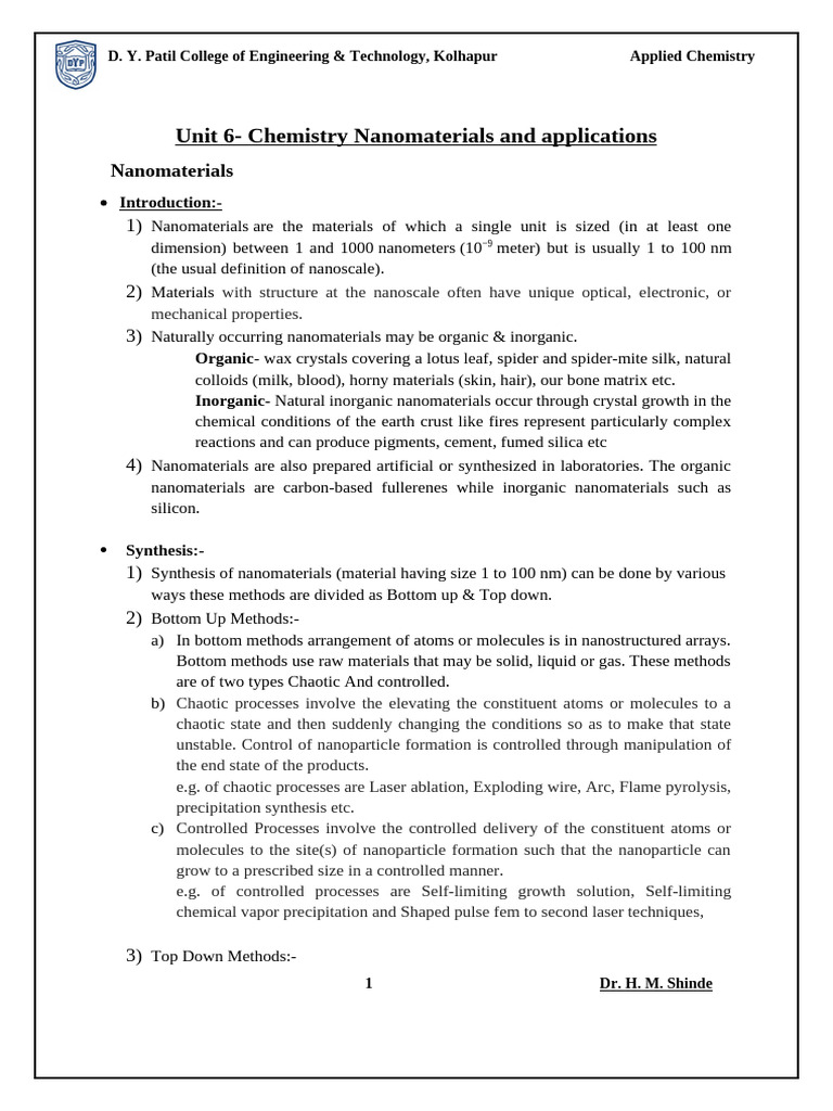 Unit 5 Chemistry of Nanomaterials | PDF | Nanomaterials | Fullerene