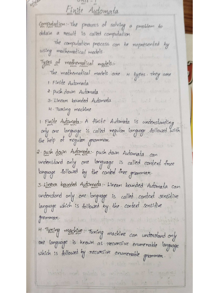 (F.L & A.T) UNIT-1 (CLG Notes) | PDF