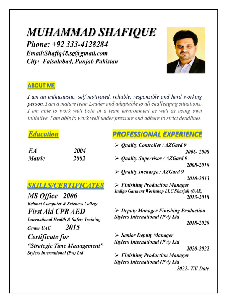 CV Muhammad Shafique | PDF