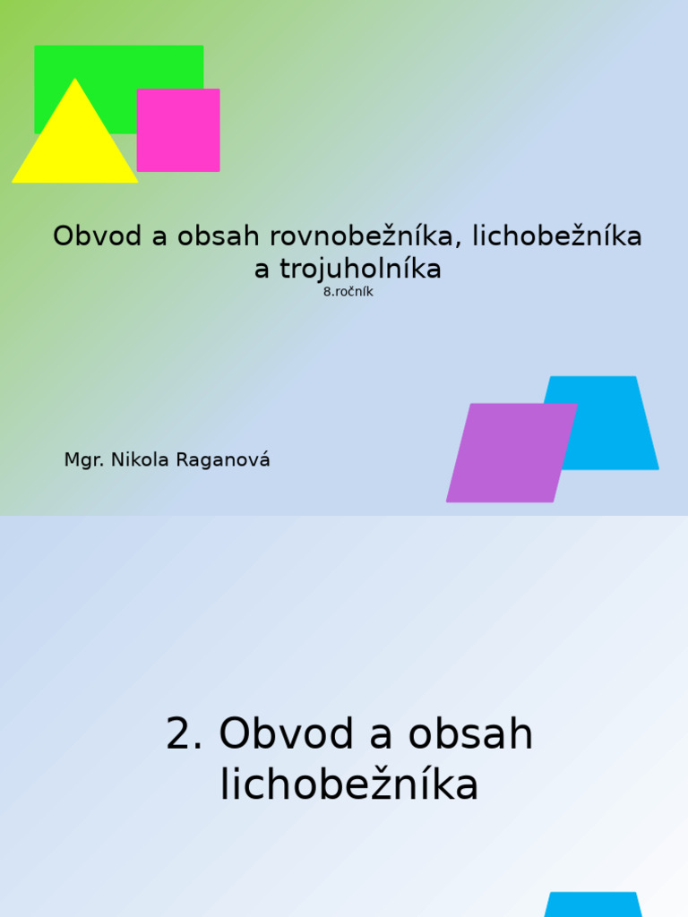 Obvod a Obsah Lichobežníka | PDF