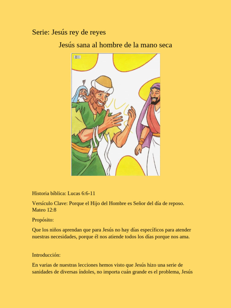 Jesús Sana Al Hombre de La Mano Seca | PDF