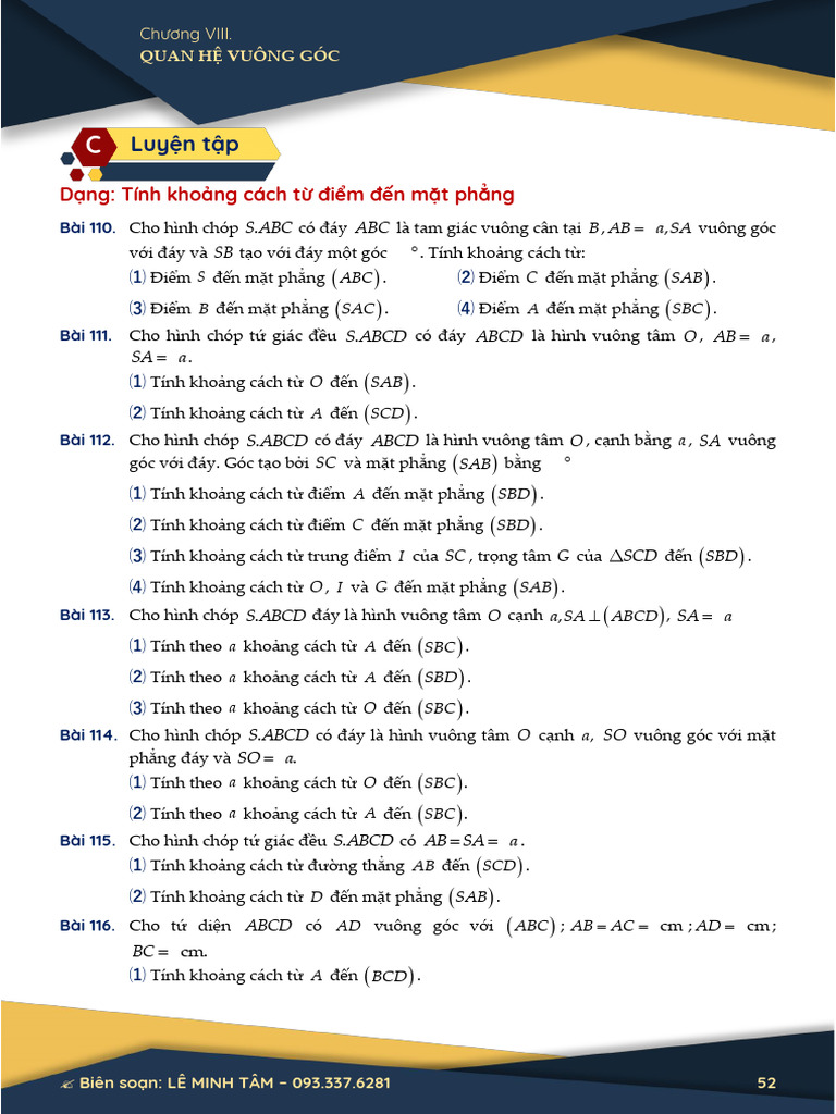 Chuyen de Quan He Vuong Goc Trong Khong Gian Toan 11 Le Minh Tam Trang 2 (1) | PDF