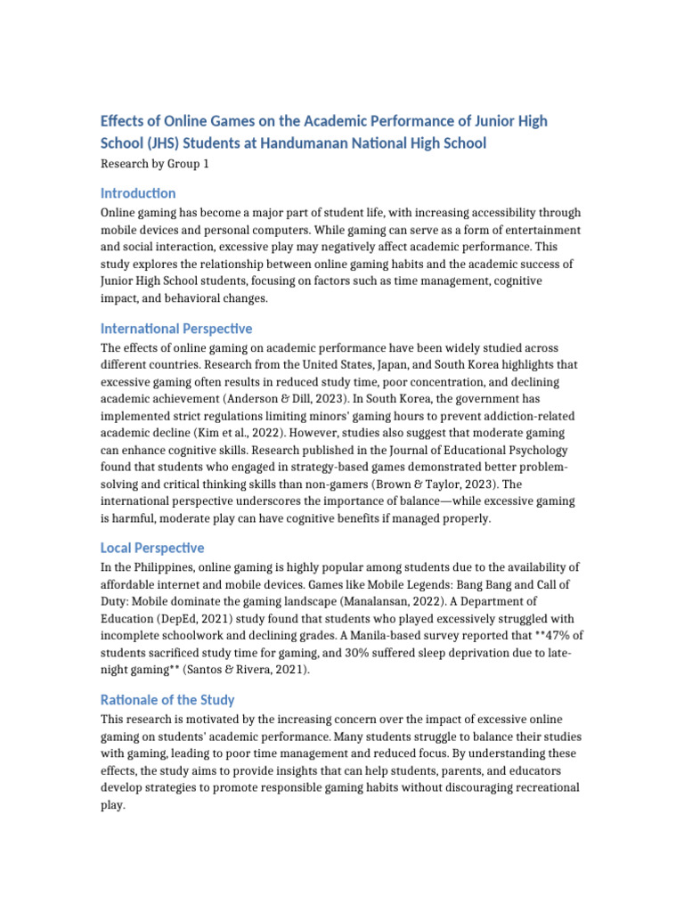 Effects of Online Gaming | PDF | Social Psychology | Psychological Concepts
