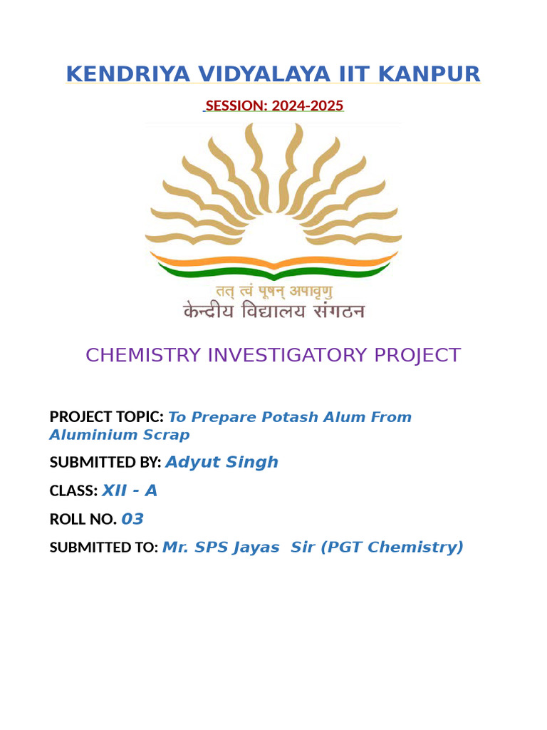 Chem Investigatory Project Cover | PDF