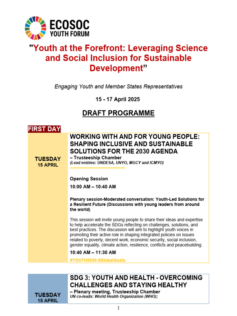 Draft Programme Eyf 2025 | PDF | United Nations | International Relations
