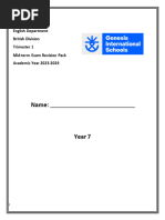Y9 Creative Writing Booklet 2024 | PDF | Plot (Narrative) | Motivation