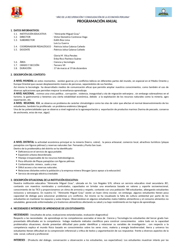 PROG. ANUAL CYT 3ro-2024 Terceroe | PDF | Aprendizaje | Observación