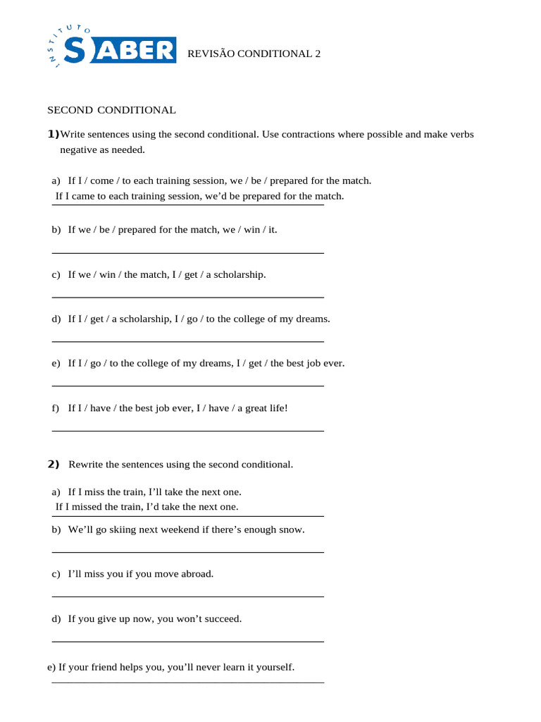 Second Conditional Structure Guide | PDF