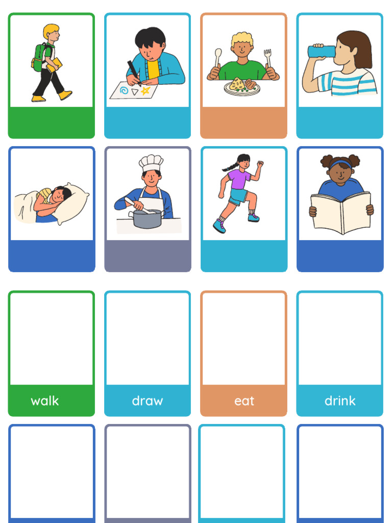 Action Verbs Memory Game | PDF
