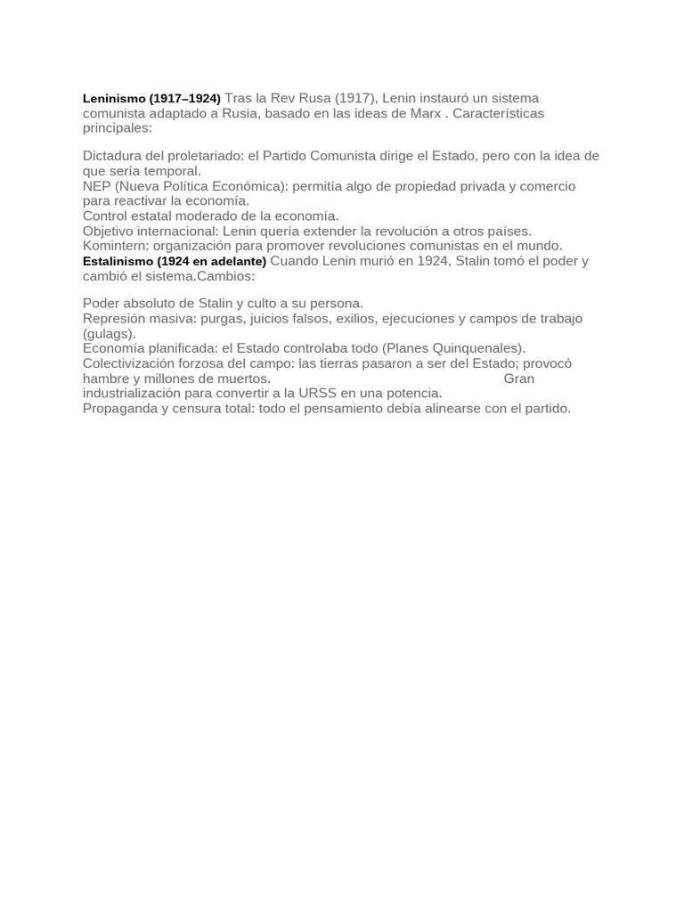Leninismo (1917-1924) | PDF