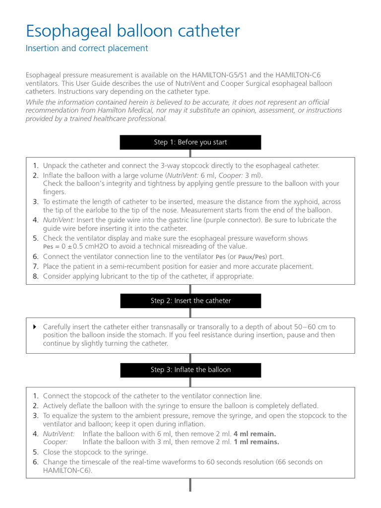 Esophageal Balloon Catheter Reference Card - Quick Guide - en ...