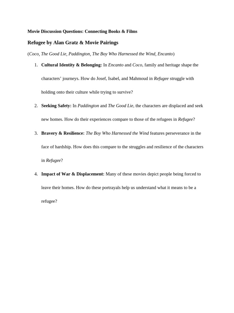 Movie Discussion Questions Unit 6 | PDF | Narration