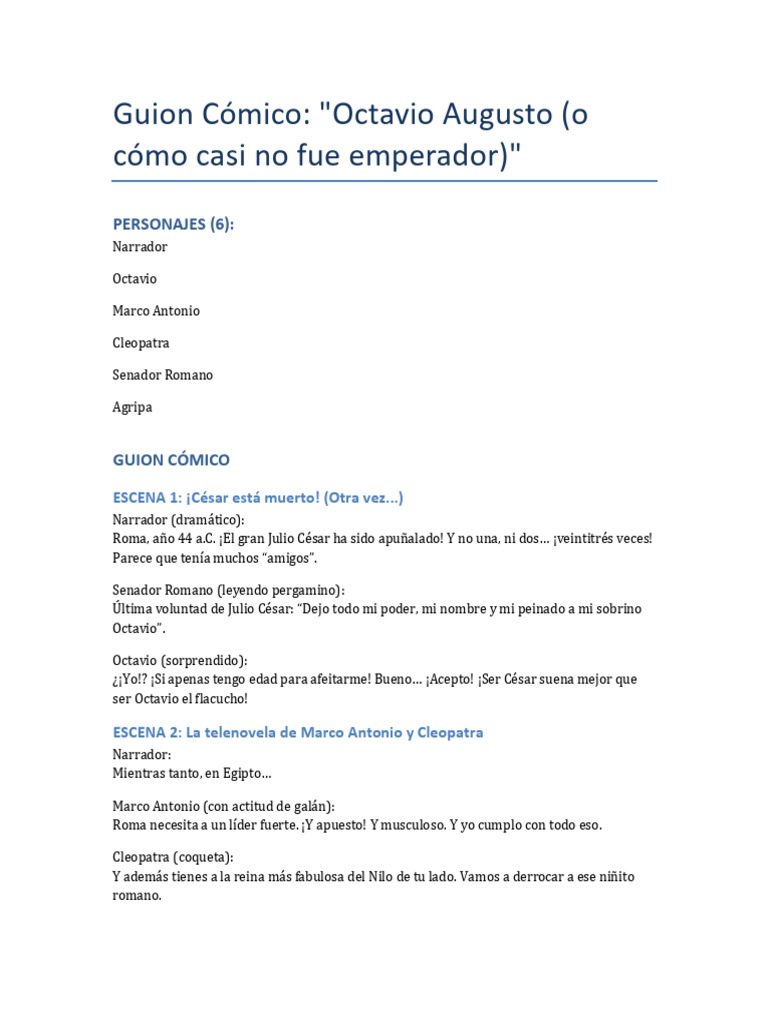 Guion Comico Octavio Augusto | PDF