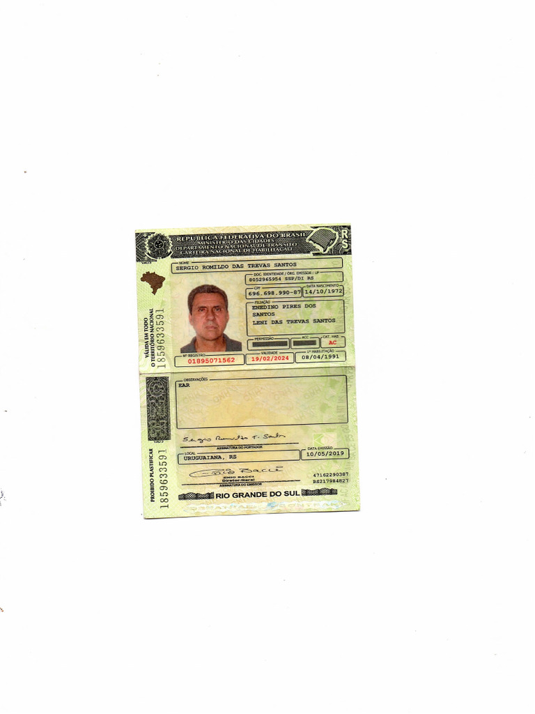 cnh digitalizada sergio | PDF