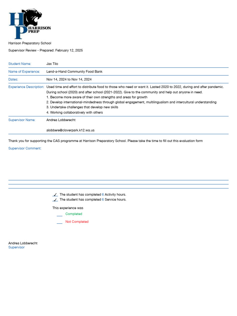 CAS Completion Form | PDF