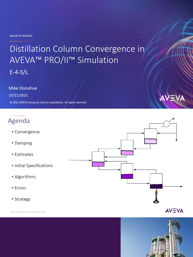UC21NA D3AE220 Distillation Column Convergence in AVEVA PROII ...