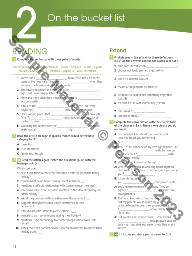 Gold Experience B2 U2 - Workbook | PDF