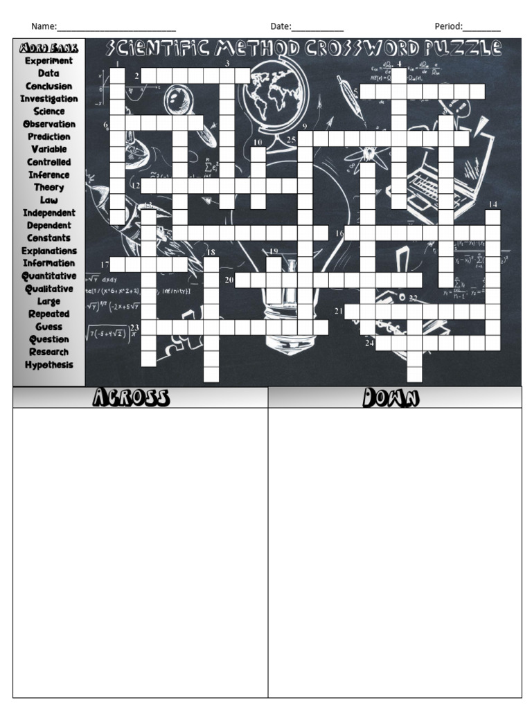 Across Down: Scientific Method Crossword Puzzle | PDF | Experiment ...