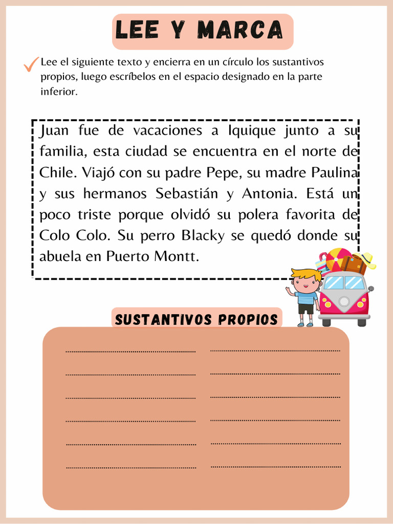 Textos y Ejercicios de Sustantivos Propios | PDF