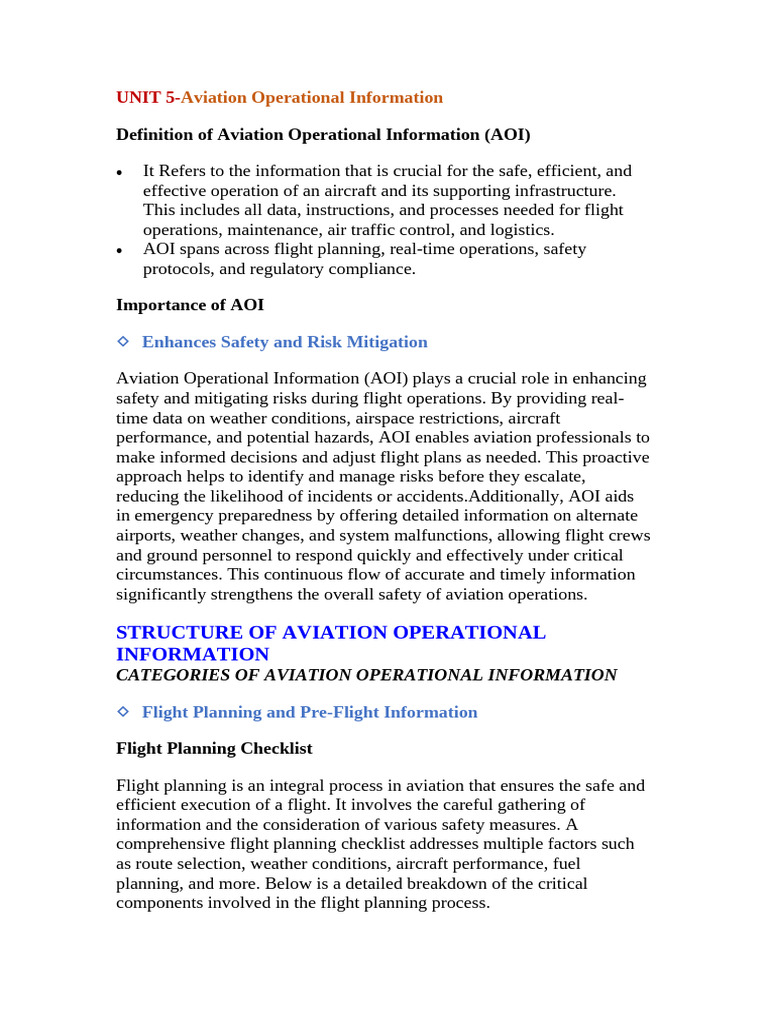 Aviation Operational Information Overview | PDF | Air Traffic Control ...
