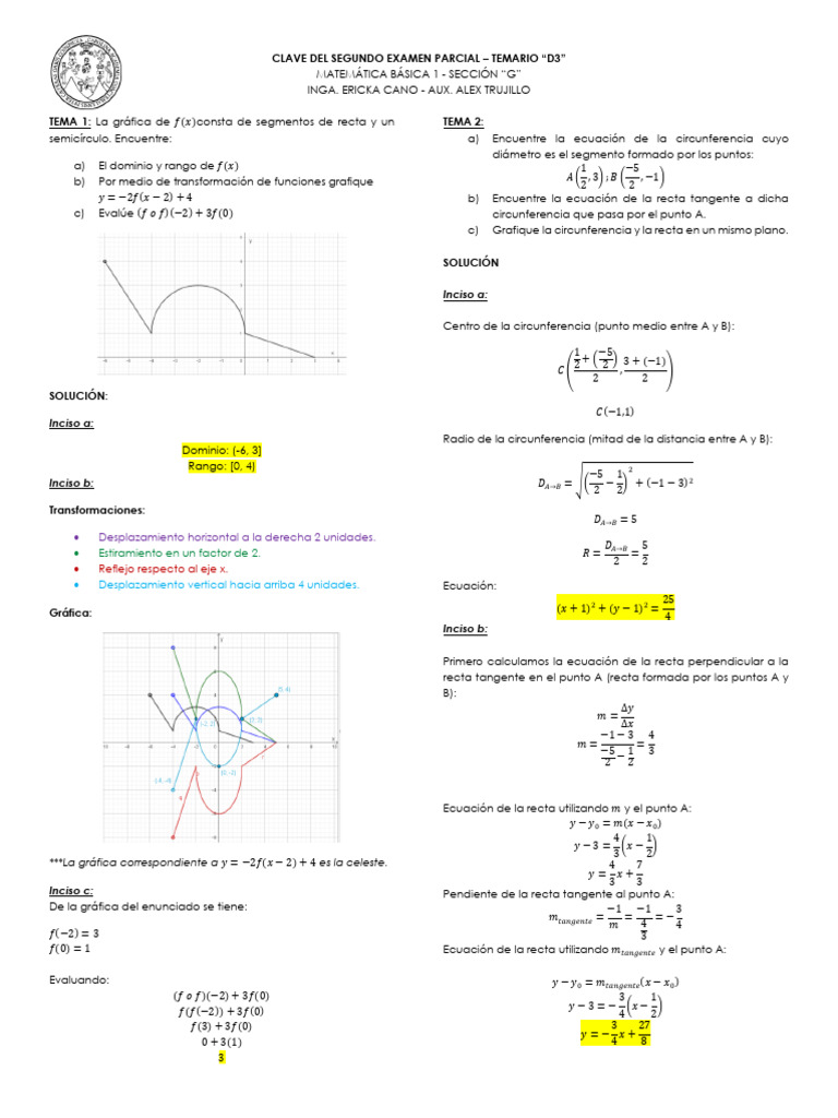 Clave - Segundo Examen Parcial Mb1g - Temario d3 | PDF | Línea (geometría) | Geometria clasica