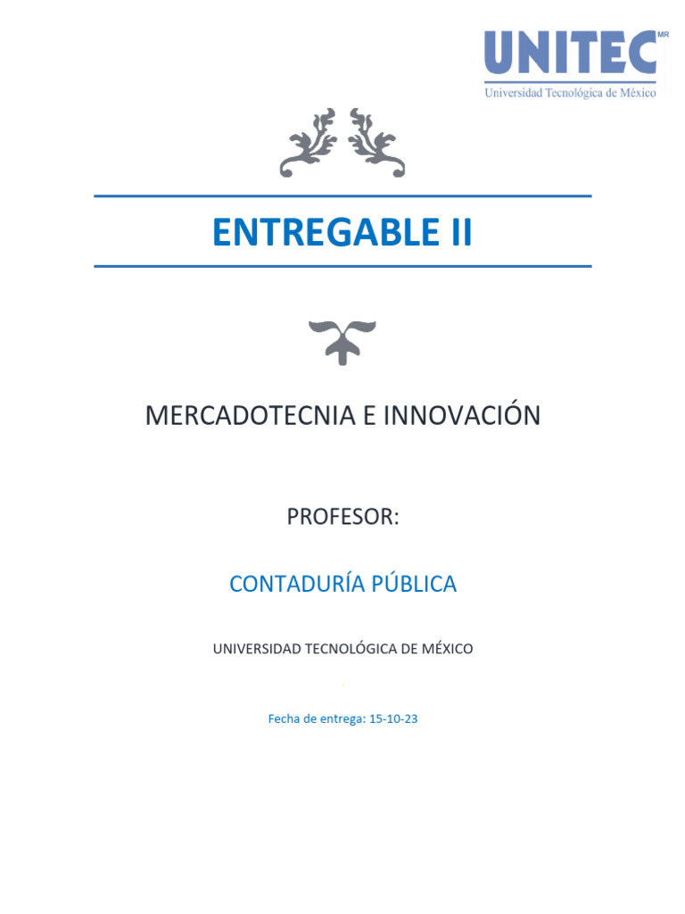 Entregable 2 - MERCADOTECNIA E INNOVACION | PDF | Producto (Negocio) | Marketing